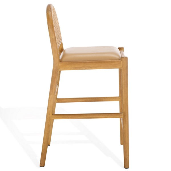 Laylie Rattan And Leather Counter Stool