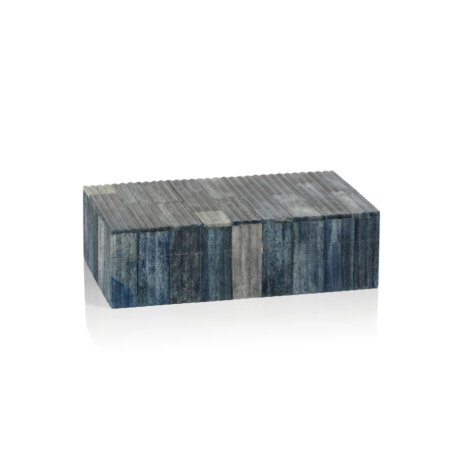 Biarritz Ribbed Blue Bone Inlaid Box